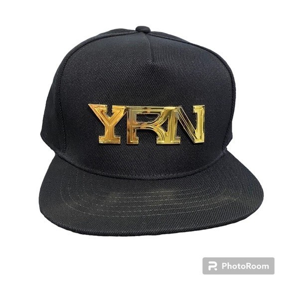 Accessories | Yrn Migos Metal Gold Logo Snapback Black Hat Cap | Poshmark
